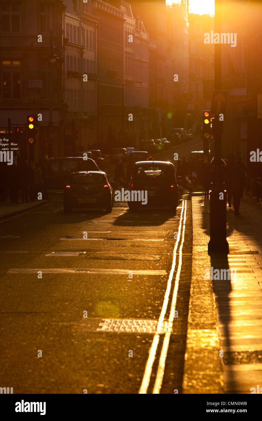 London street scene at sunset, England, UK Stock Photo - Alamy