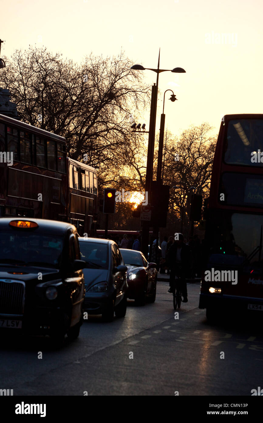 Street scene at sunset, London, England, UK Stock Photo - Alamy