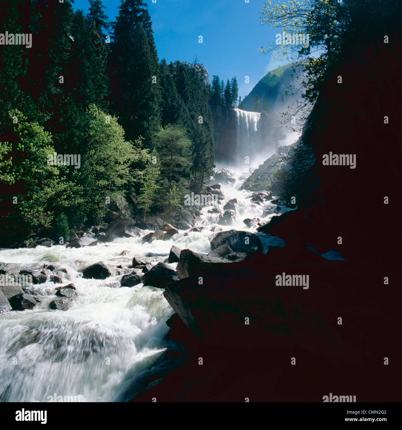 Vernal Fall and Merced River Yosemite National Park USA Stock Photo - Alamy