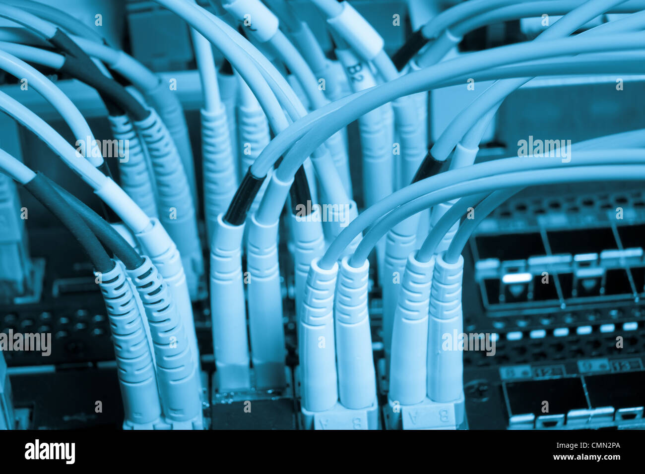 optic fiber cables connected to data center Stock Photo - Alamy