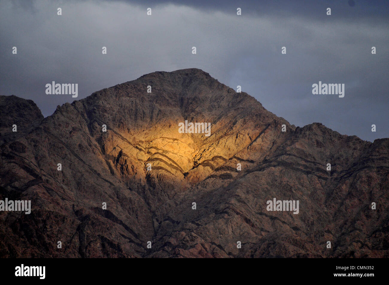 Desert mountain views of the Edom Mountains in Jordan at the edge of ...