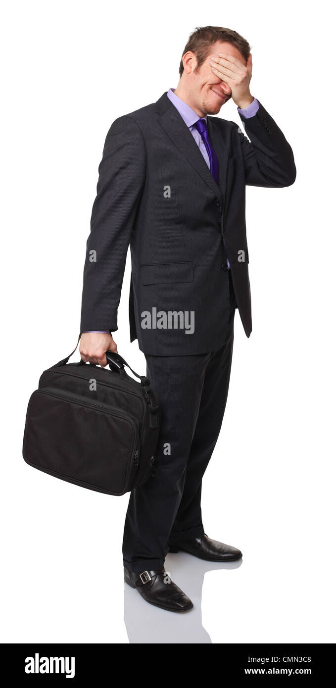 stressed man isolated on white background Stock Photo - Alamy