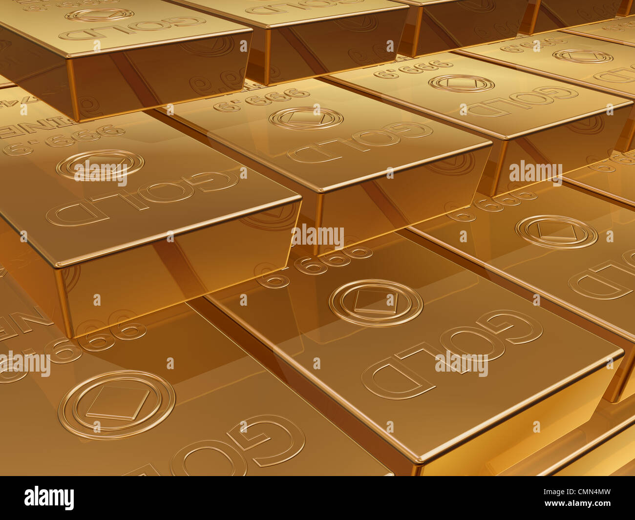 Illustration of a stack of gold bar reserves Stock Photo - Alamy