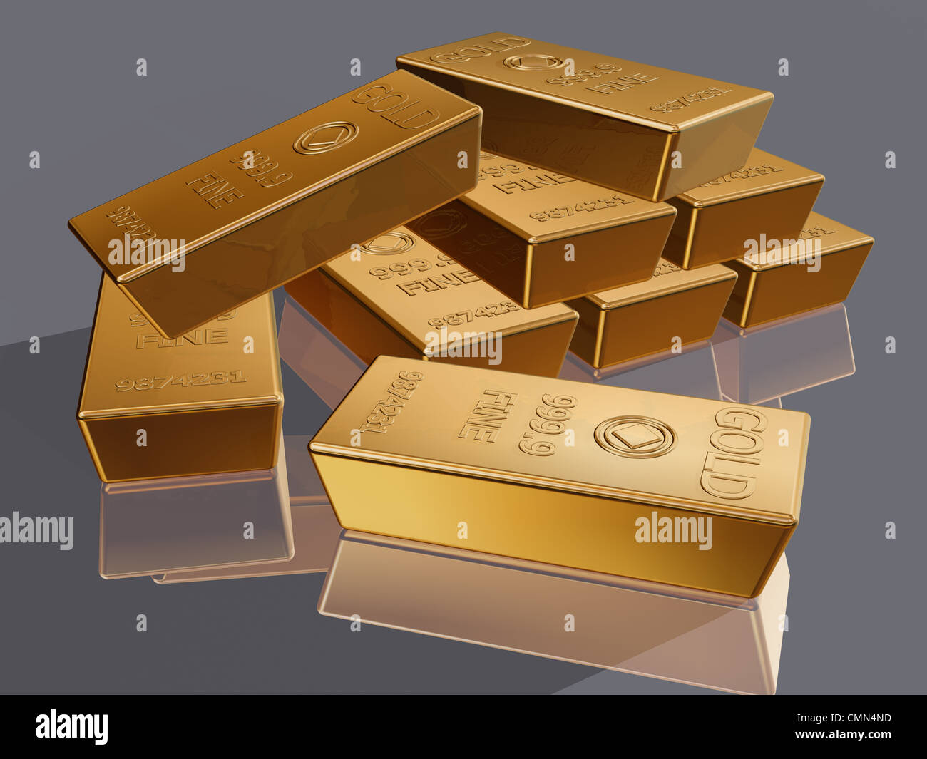 Illustration of a stack of gold bar reserves Stock Photo - Alamy