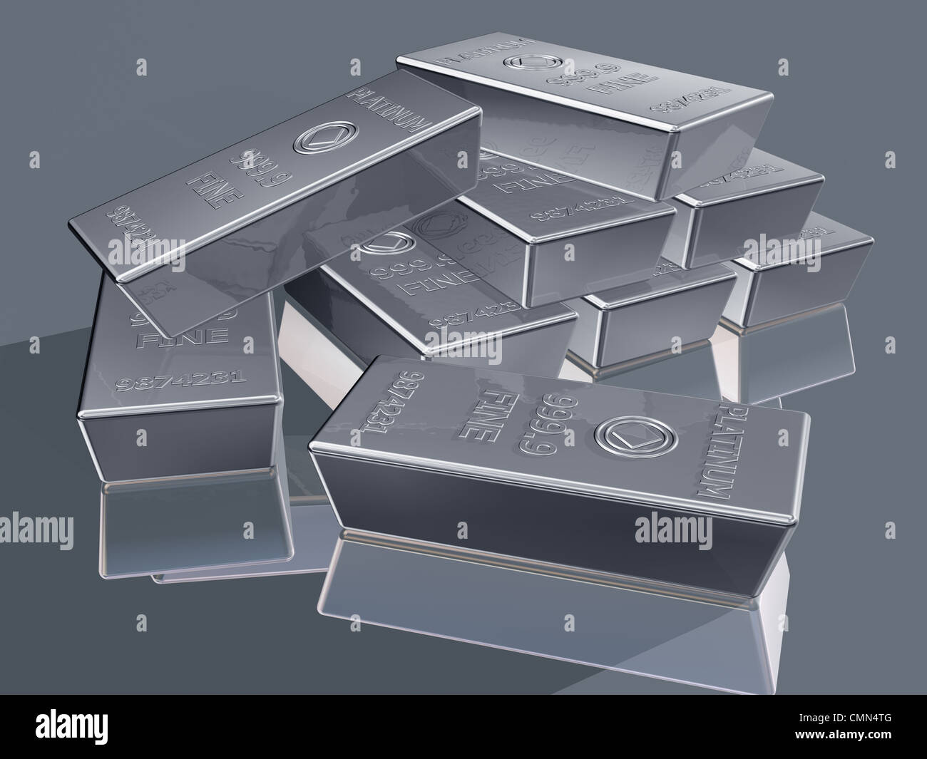 Illustration of platinum reserves piled in a stack Stock Photo - Alamy