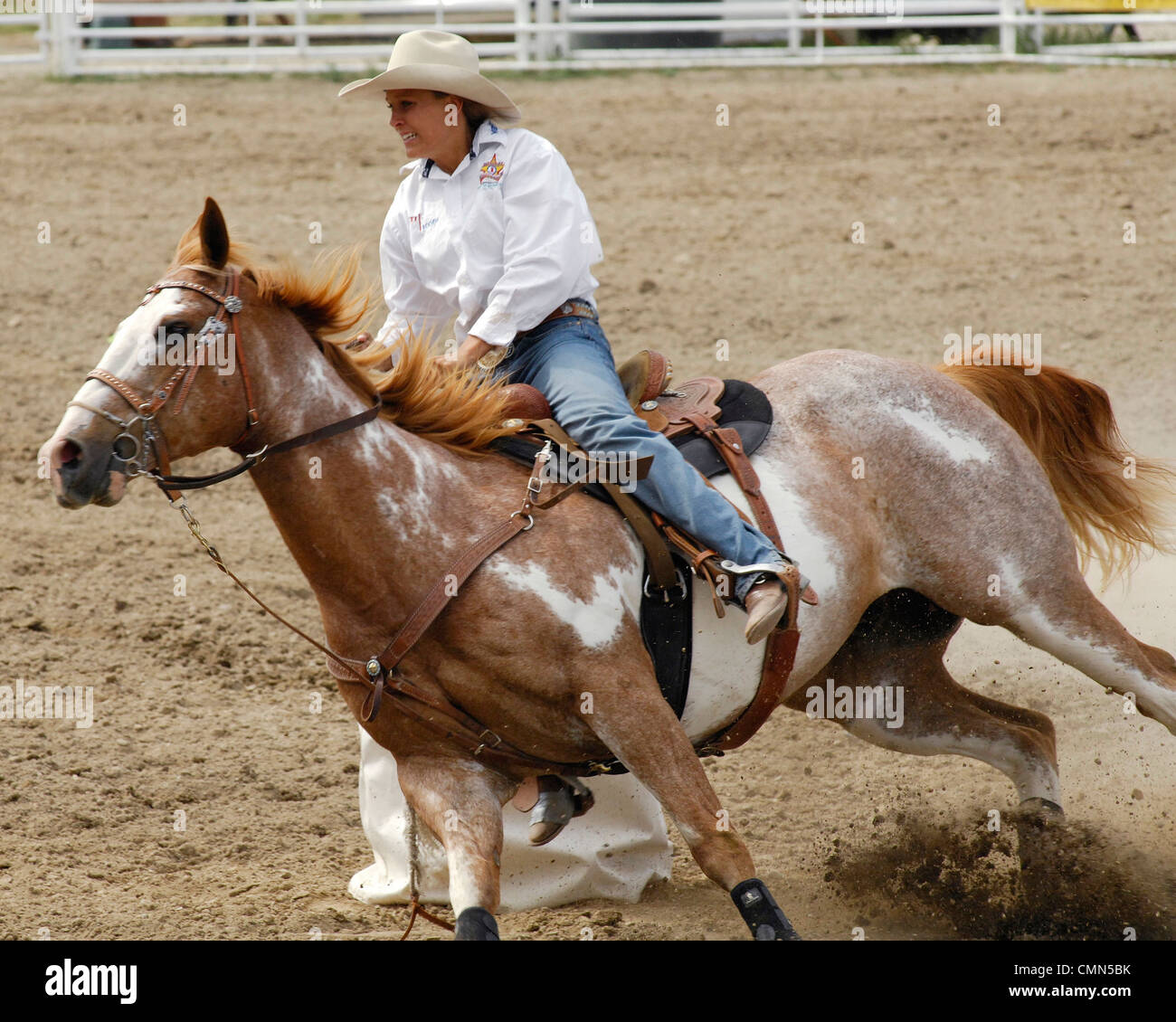 USA, Salmon, Idaho, Barrel racing, High School Rodeo Stock Photo - Alamy