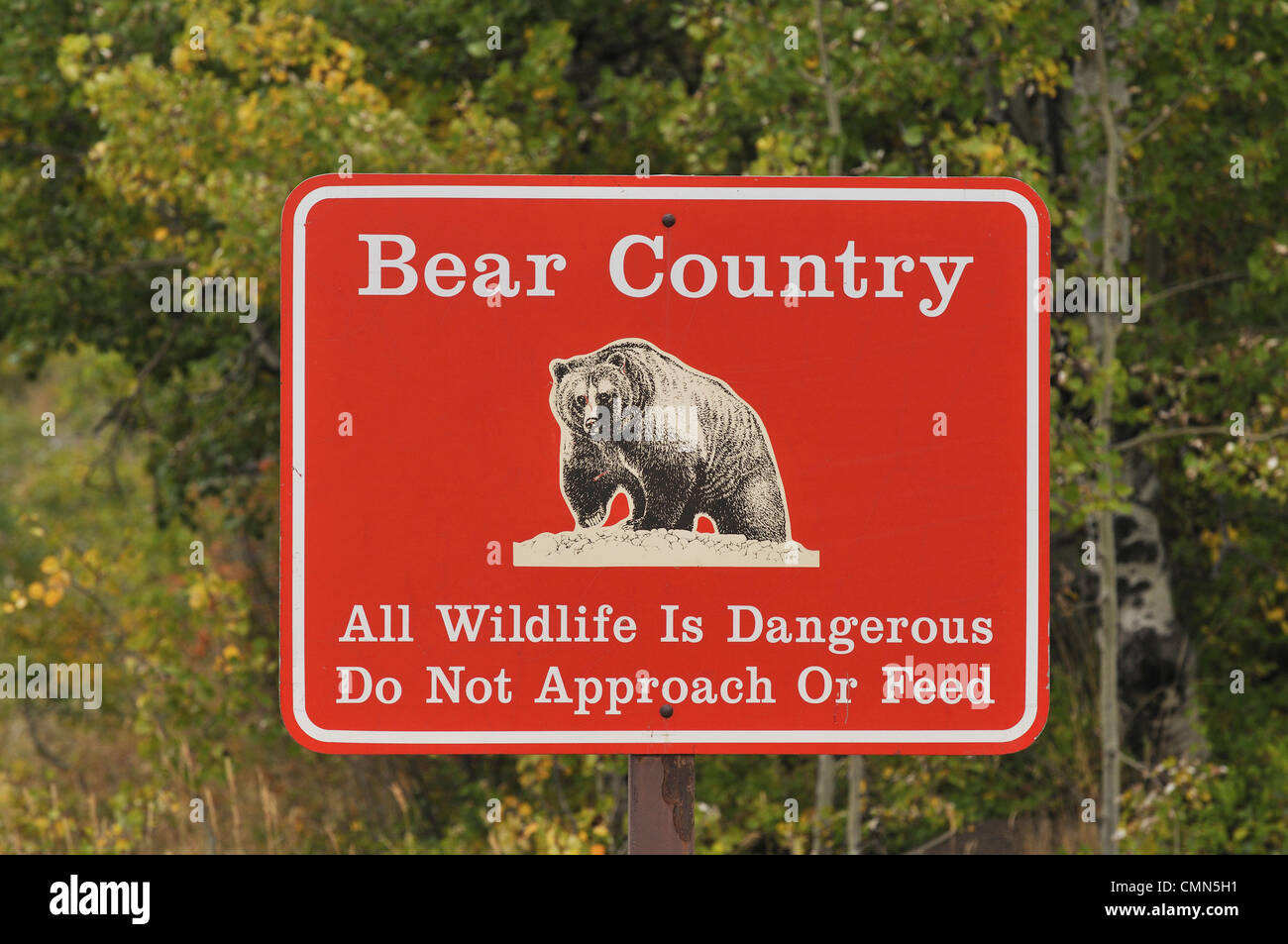 USA, Montana, Bear Warning Sign, Glacier National Park Stock Photo - Alamy
