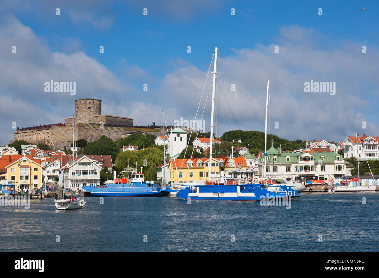 Ferry on the way to Marstrand, an island on the Swedish west coast ...