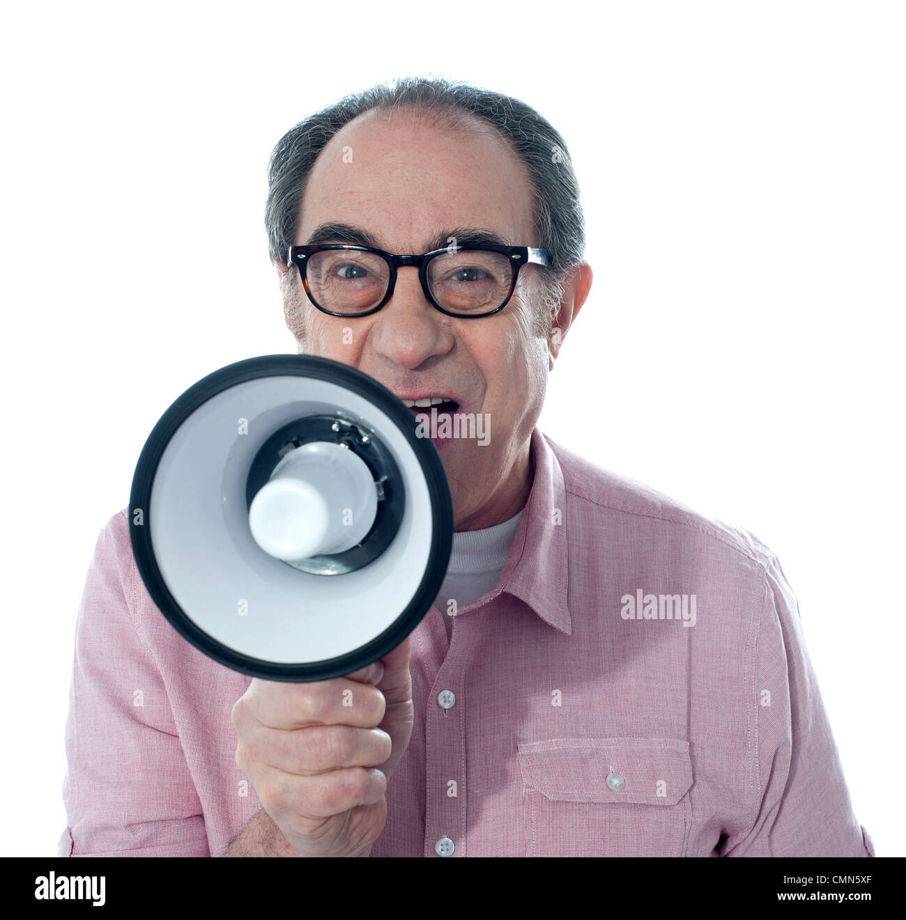 Businessman speaking through megaphone hi-res stock photography and ...