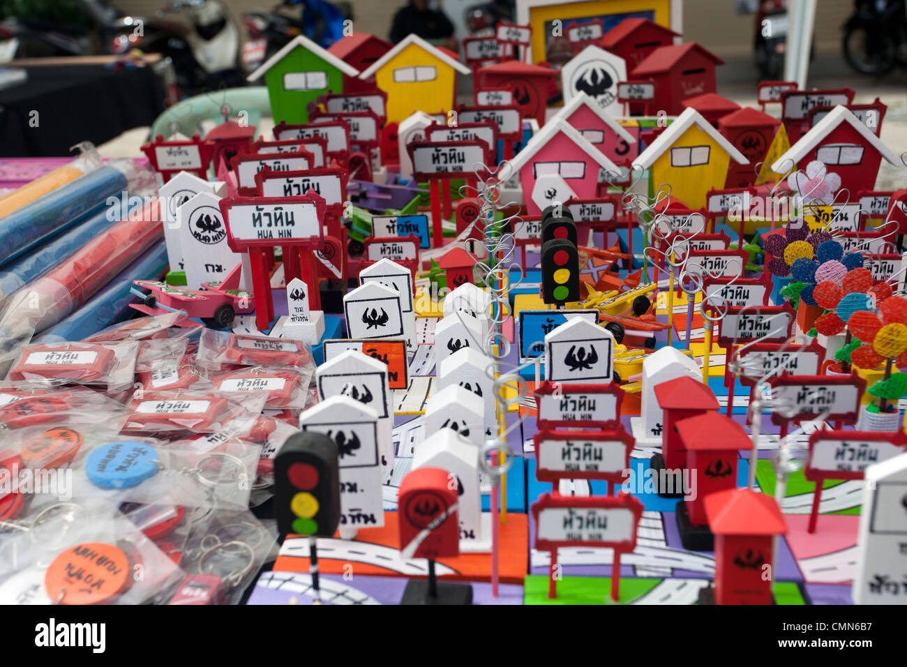 Thai market stall with coloured objects standing out Stock Photo - Alamy