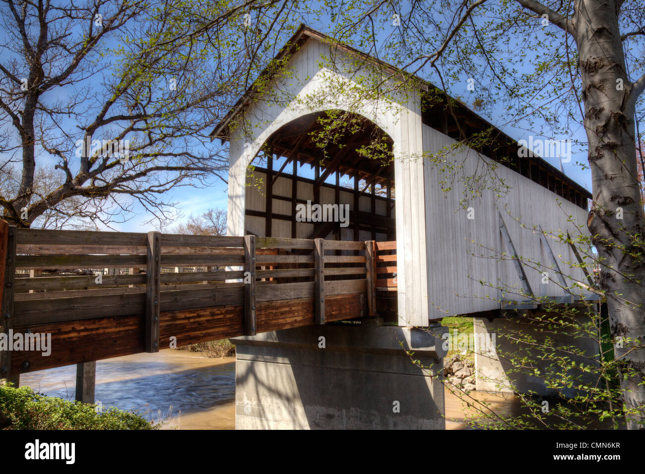 OR, Jackson County, Antelope Creek Covered Bridge, built in 1922, now ...
