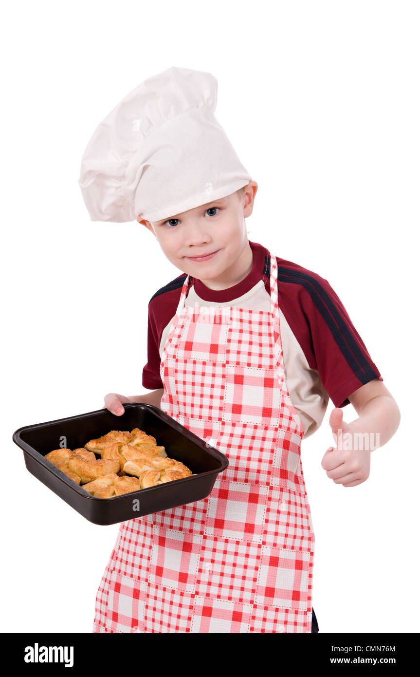 boy chef with baking isolated on white background Stock Photo - Alamy