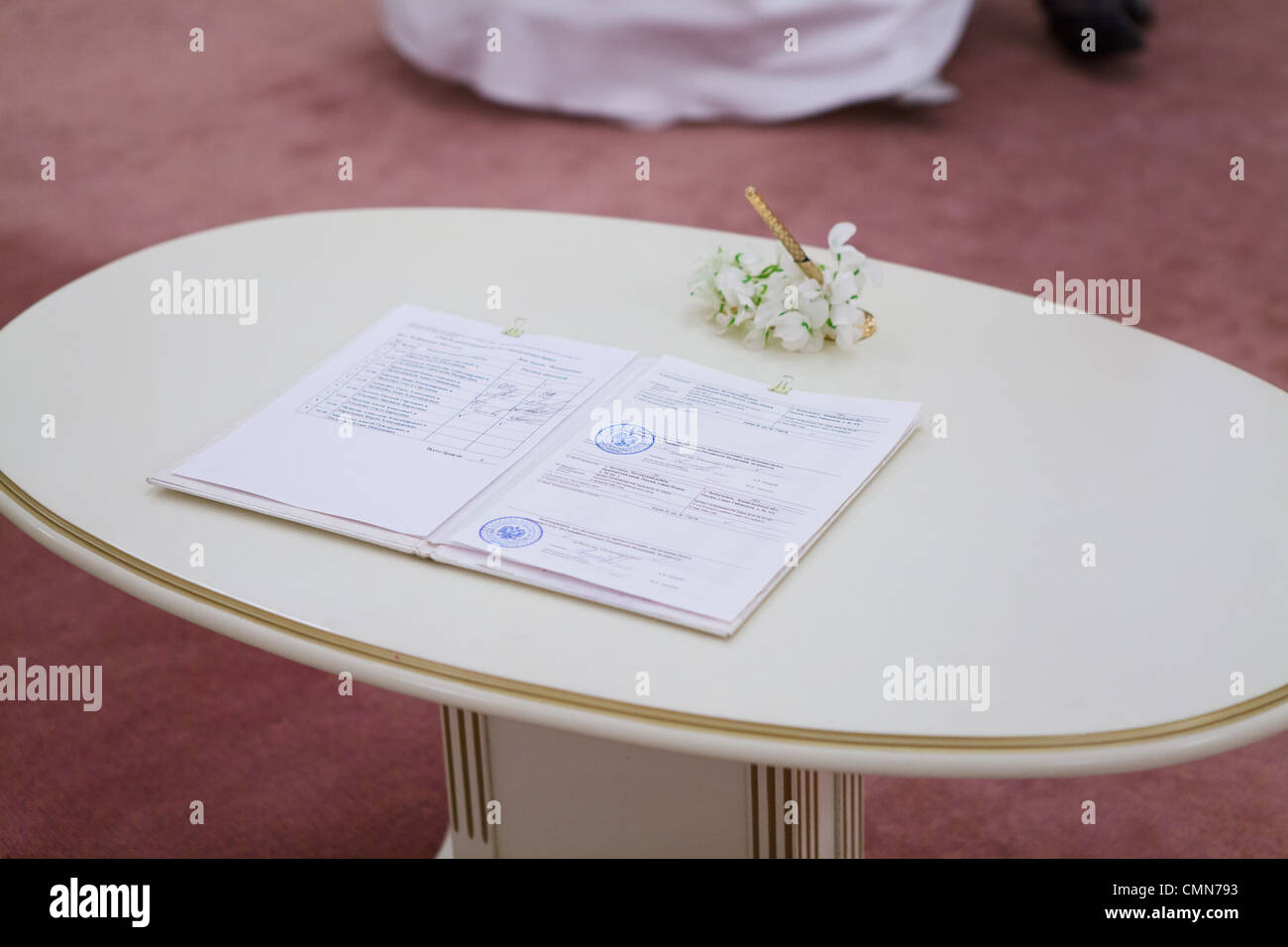 White table for weddings signatures writing and wedding contract ...