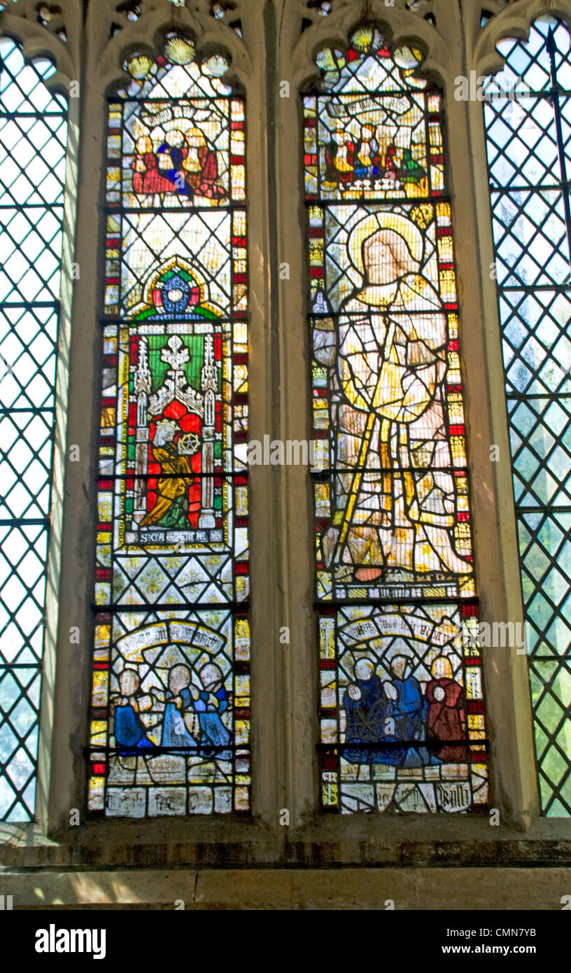 St Mary Priory Church medieval glass Deerhurst Gloucestershire England ...