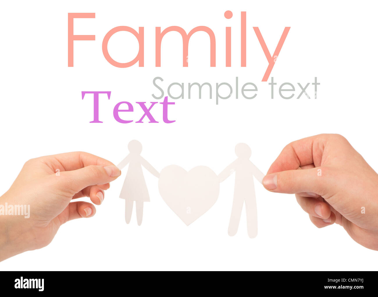 paper family in hands isolated on a white background Stock Photo - Alamy