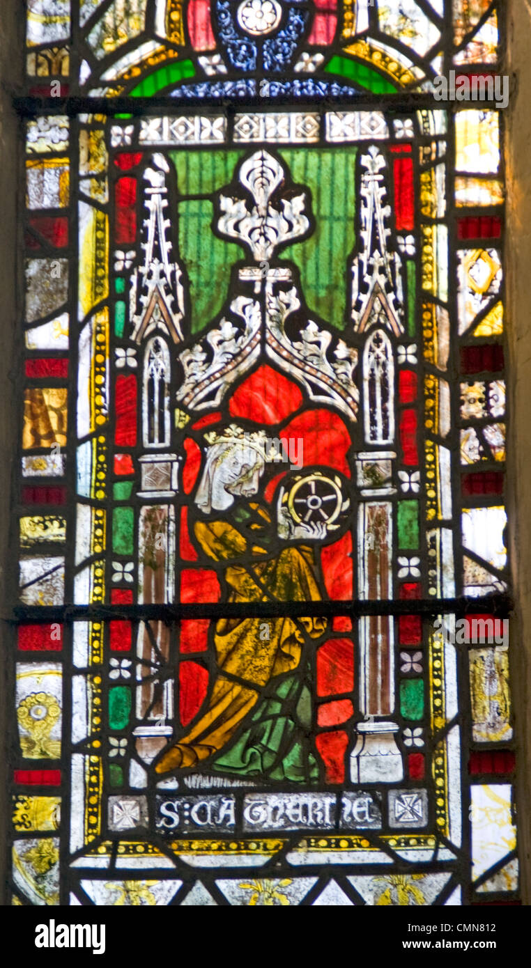 St Mary Priory Church medieval glass St Catherine Deerhurst ...