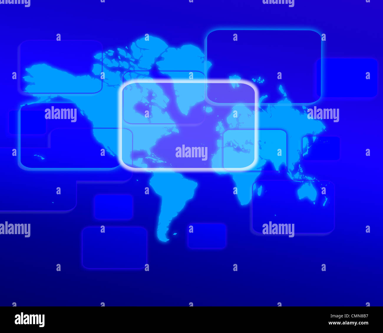 touch screen interface with world map Stock Photo - Alamy