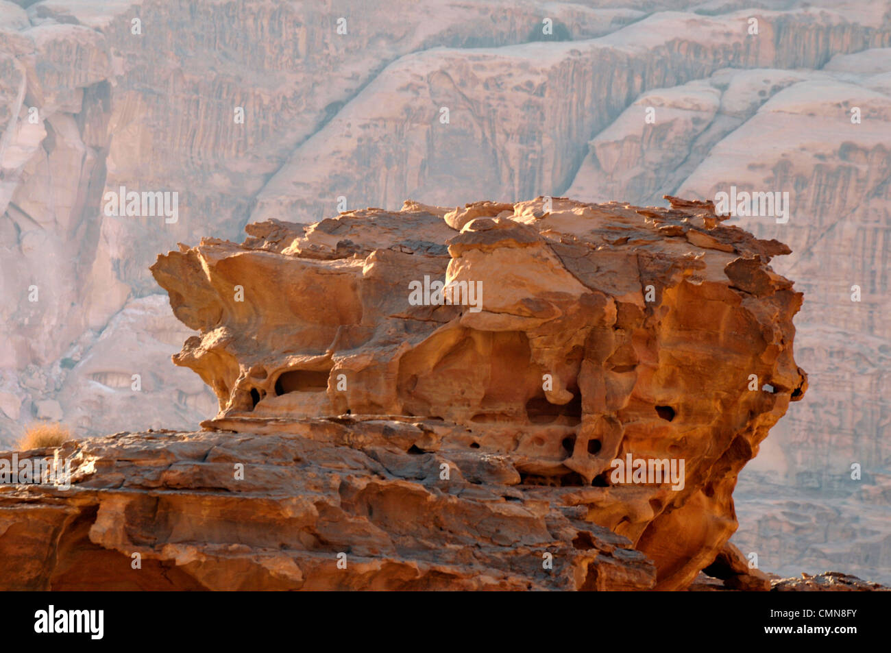 Desert sandstone rock formation in Wadi Rum, Jordan Stock Photo - Alamy
