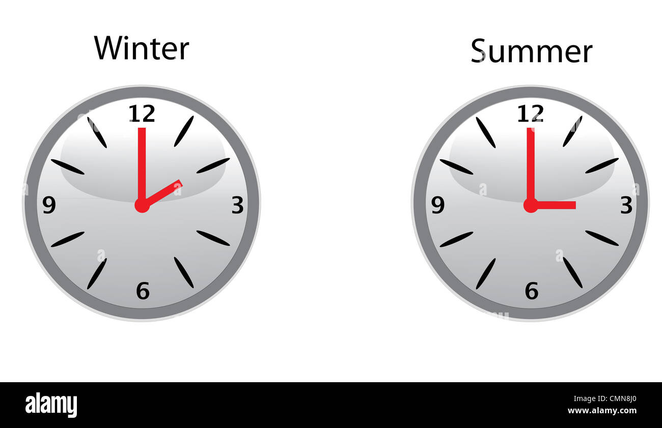 the wintertime and summertime clock Stock Photo - Alamy