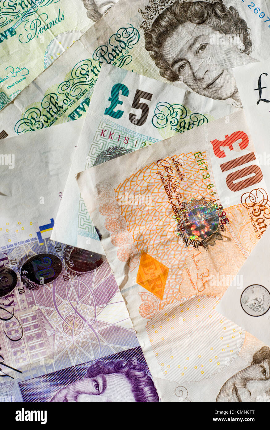 10 pound notes pile hi-res stock photography and images - Alamy