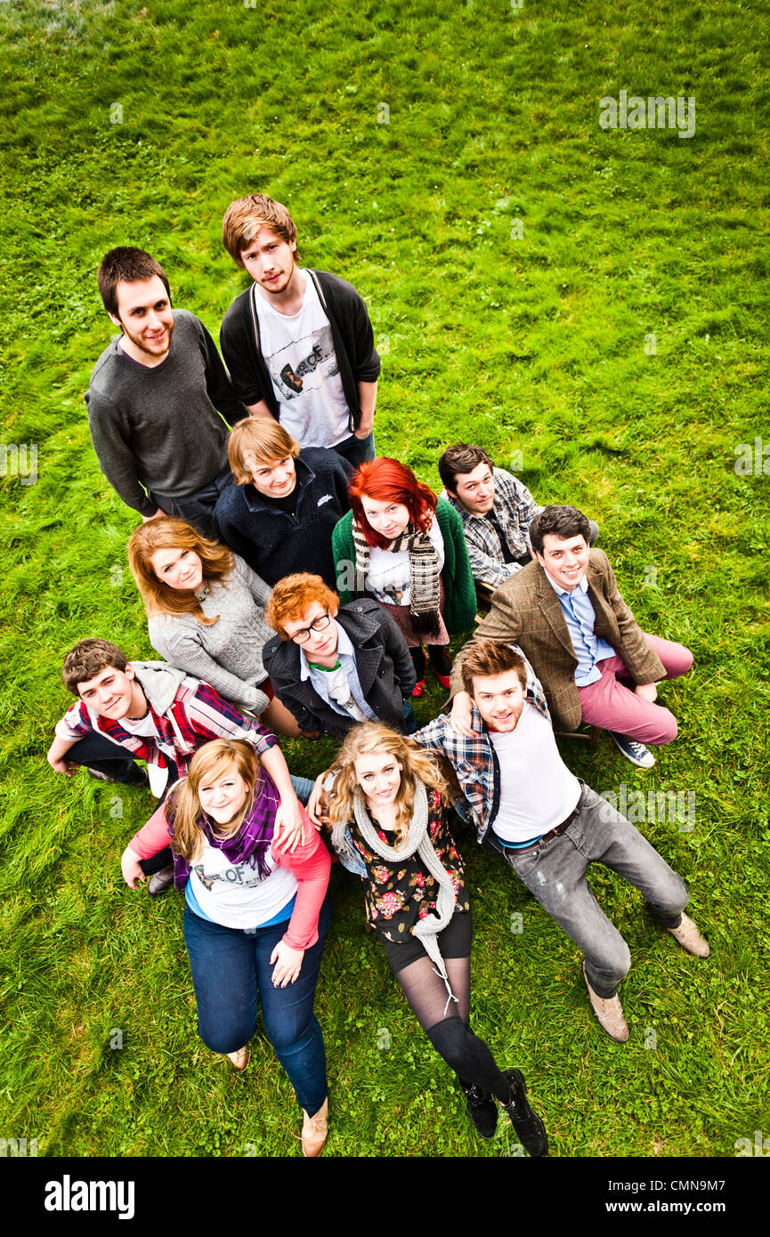 A mixed group of 12 twelve young teenage Aberystwyth university college ...