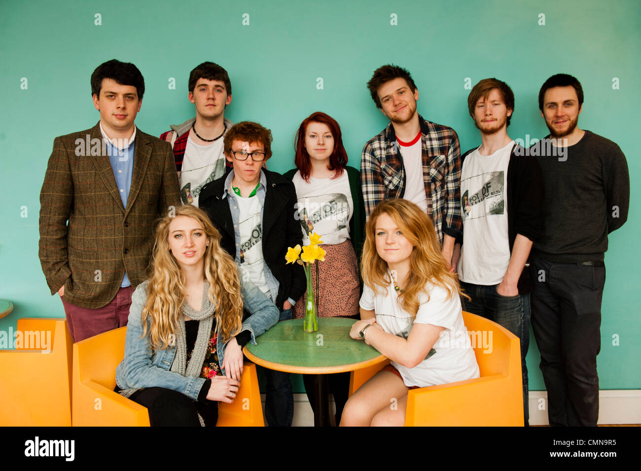 A mixed group of 9 nine young teenage Aberystwyth university college ...