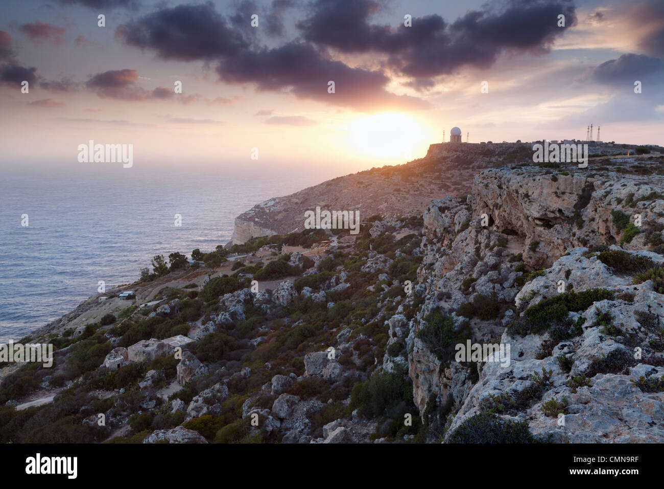 View of the Dingli Cliffs on the Island of Malta at Sunset Stock Photo ...