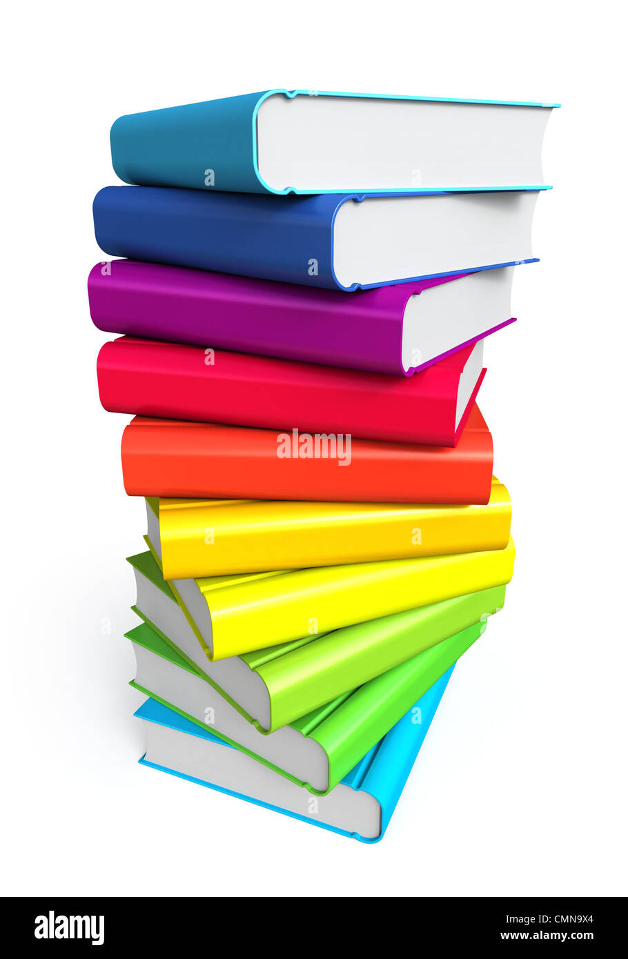 Stack of color books on white background Stock Photo - Alamy