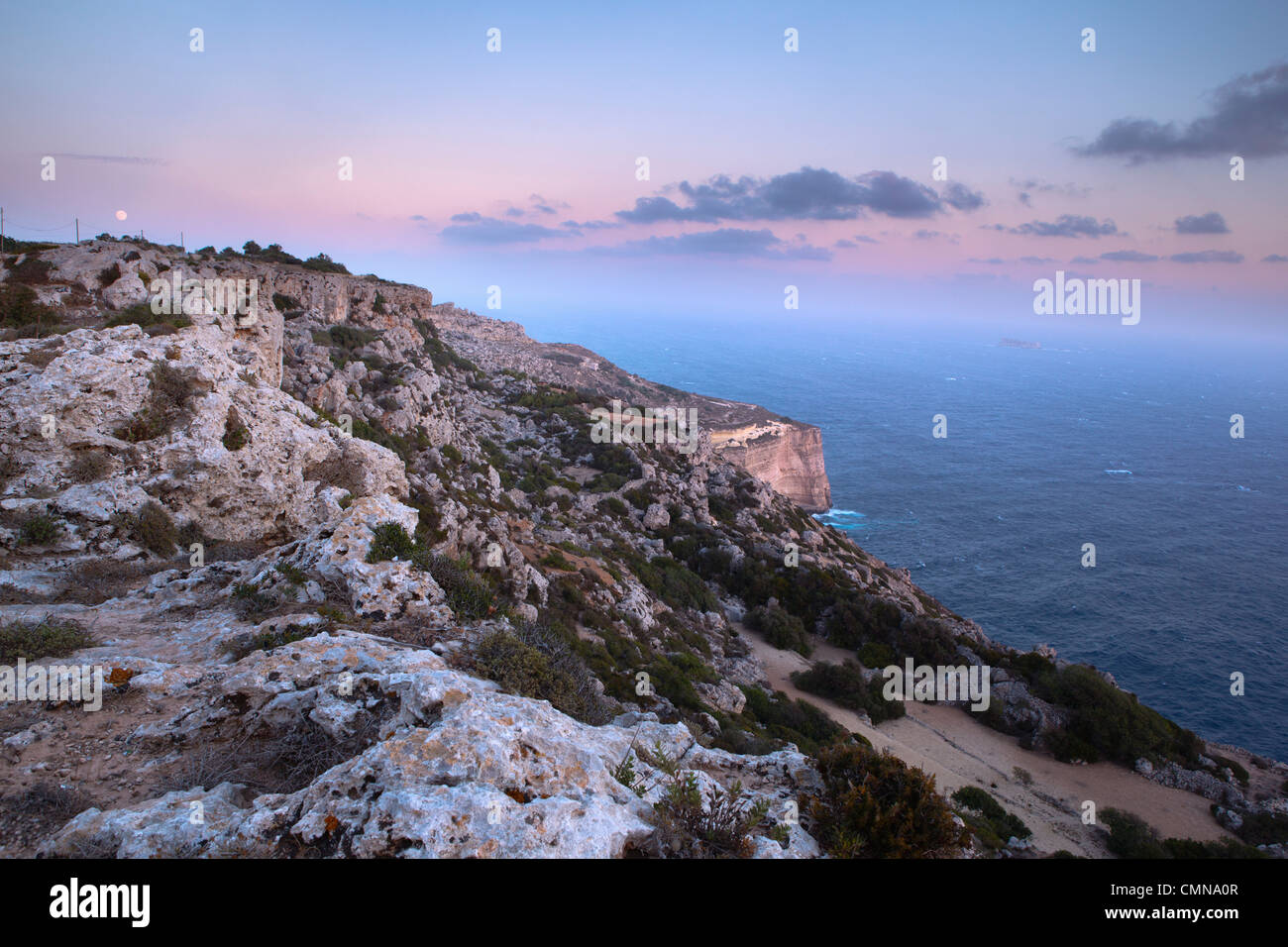 View of the Dingli Cliffs on the Island of Malta at Sunset Stock Photo ...