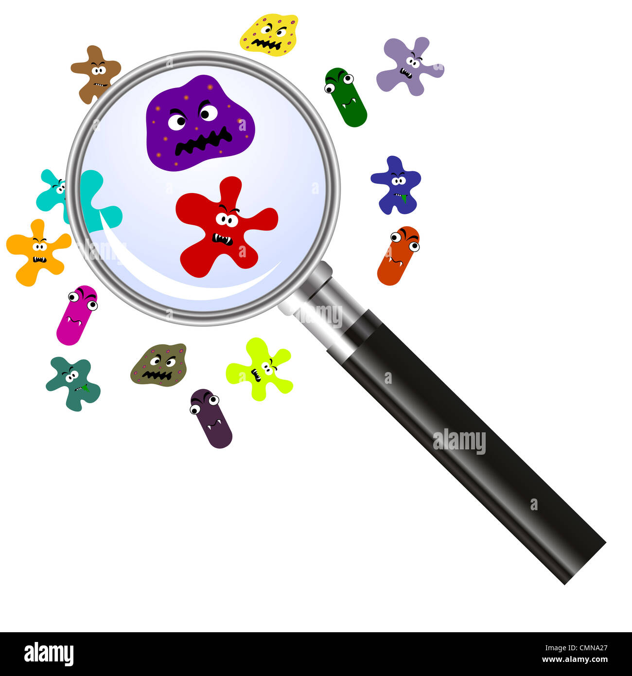 magnifier and germs Stock Photo - Alamy