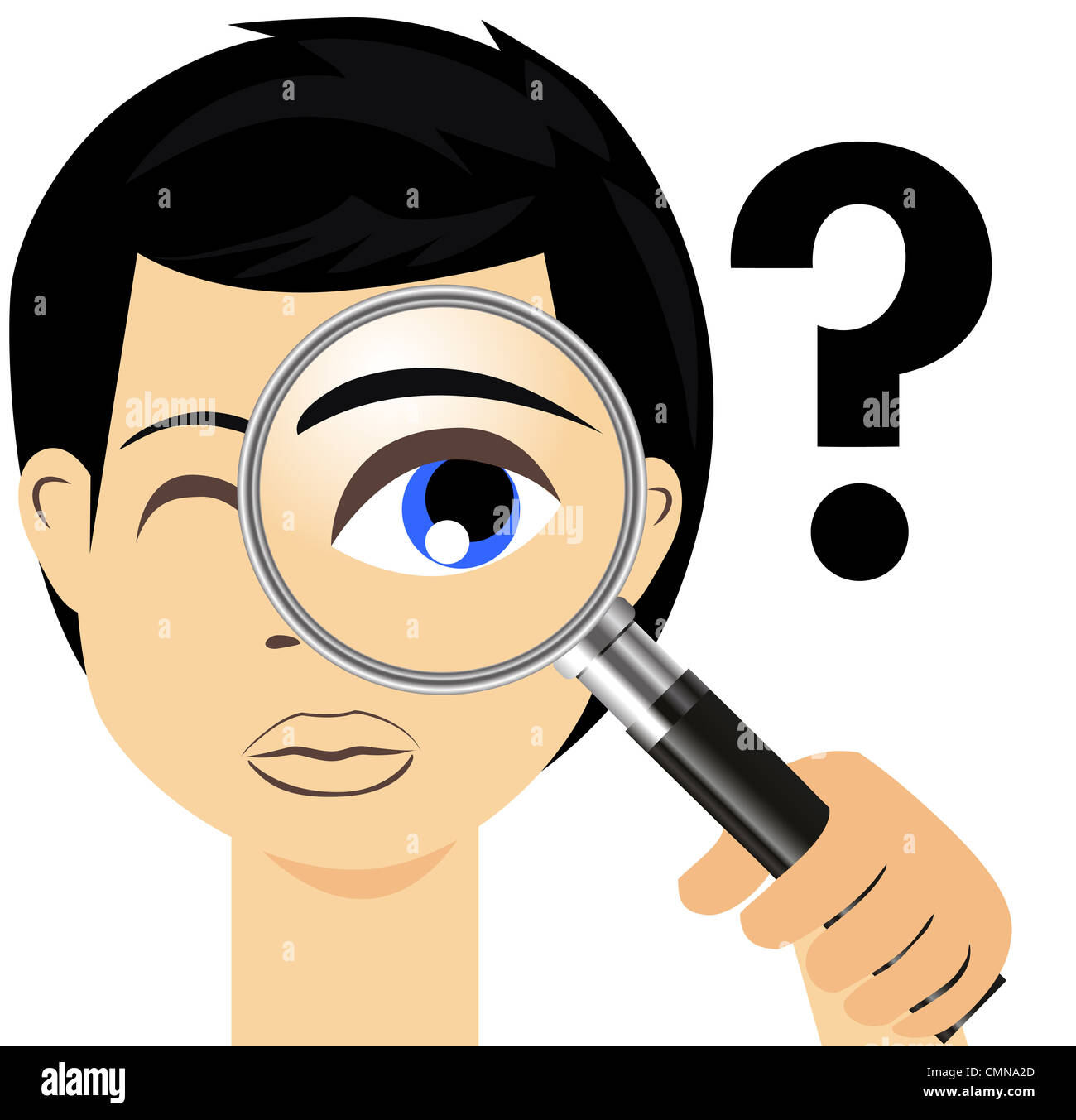 Detective with magnifier glass Stock Photo - Alamy