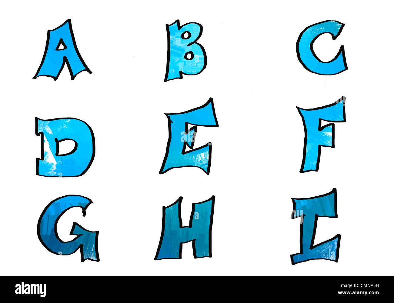 Letters isolated on white in digital colors Stock Photo - Alamy