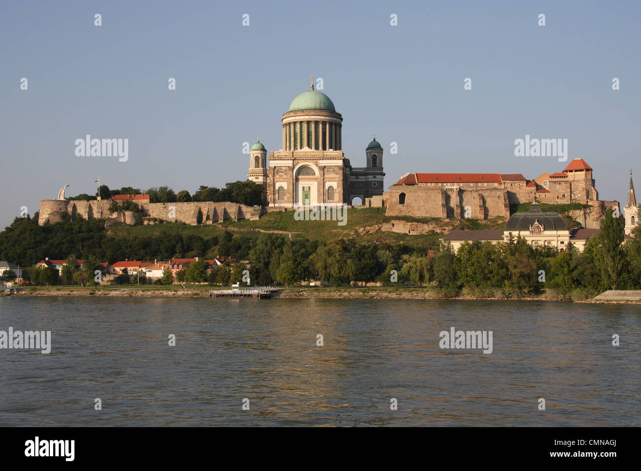 Esztergom Castle and Cathedral, Hungary, as viewed from the Danube ...