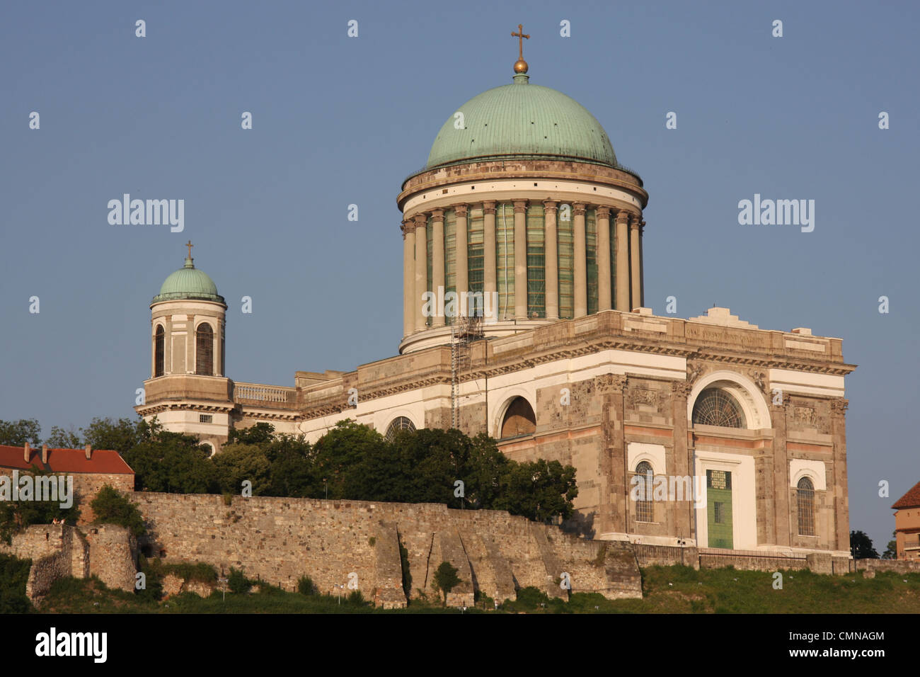 Esztergom Castle and Cathedral, Hungary, as viewed from the Danube ...