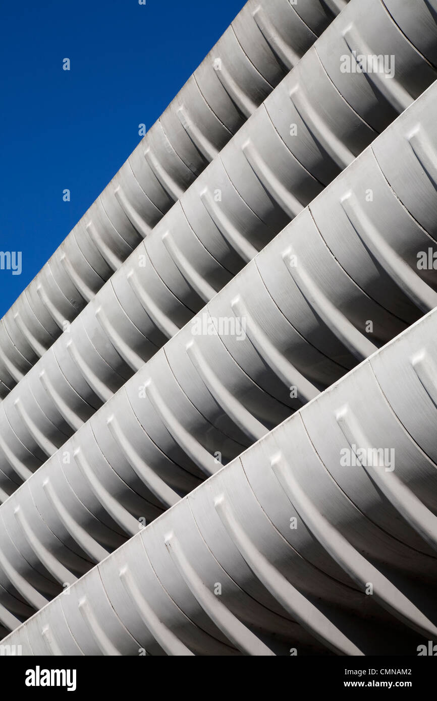 The distinctive curved balconies of Preston bus station on a sunny ...