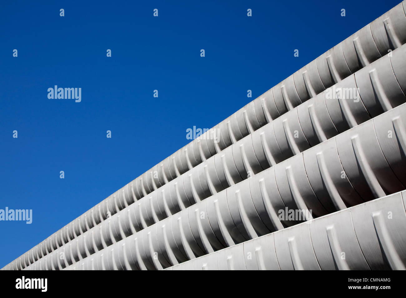 The distinctive curved balconies of Preston bus station on a sunny ...