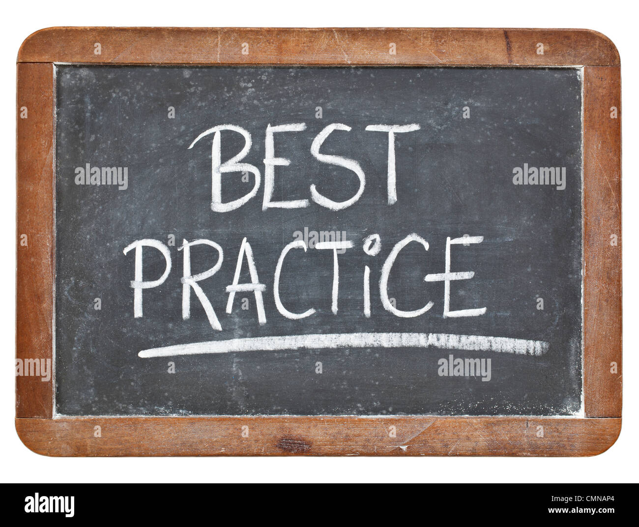 best practice - white chalk handwriting on isolated vintage slate ...