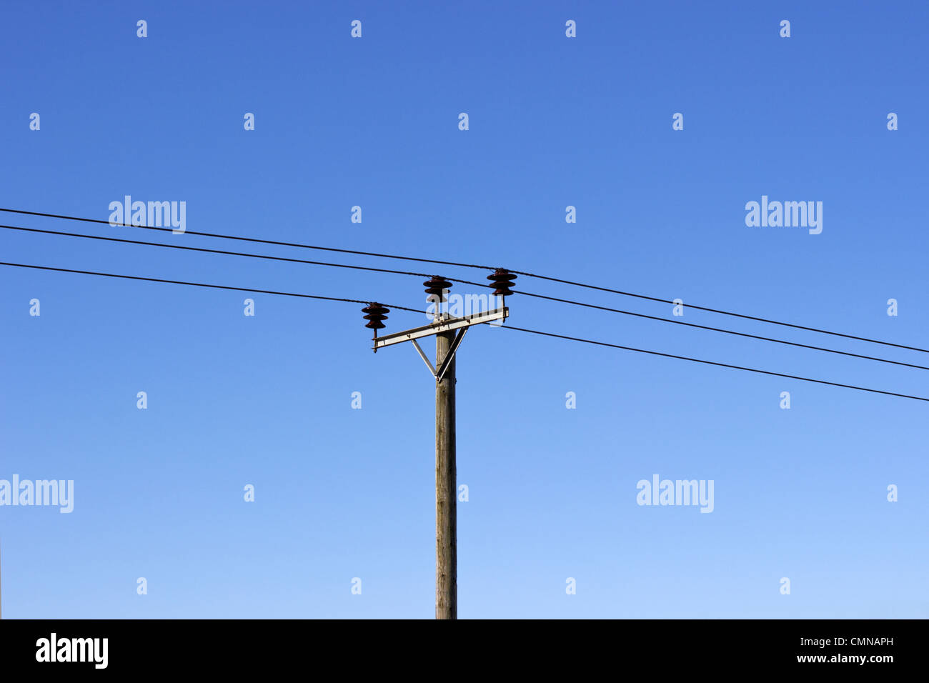 Electricity pole with overhead cables, UK Stock Photo - Alamy