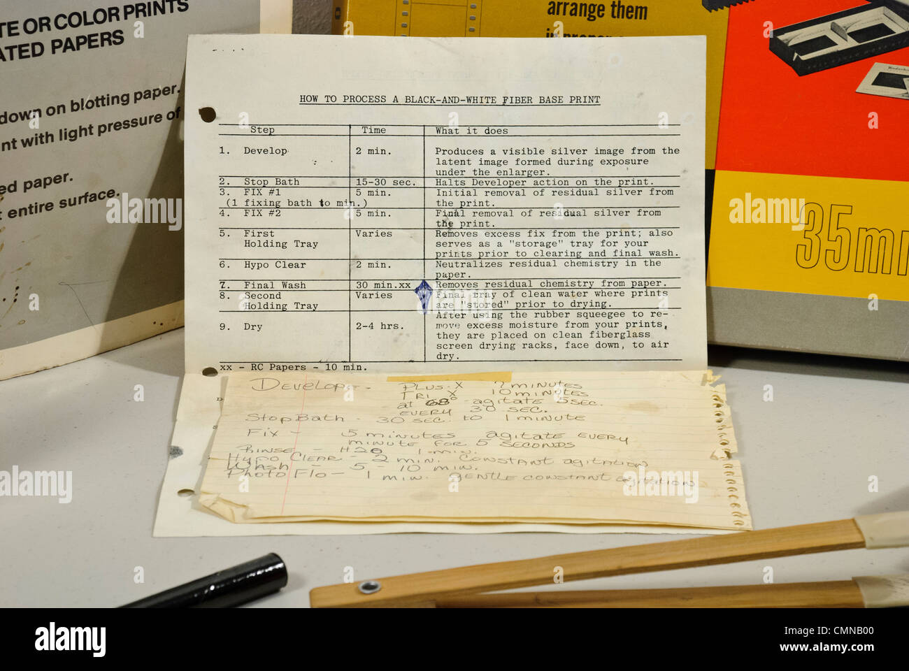 Darkroom handwritten instructions Stock Photo - Alamy