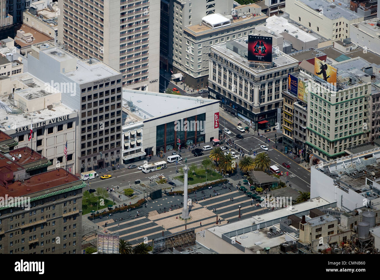 aerial photograph Union Square San Francisco, California Stock Photo ...