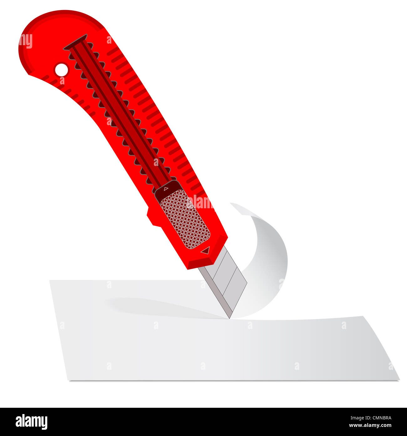 Plastic knife to cut the paper sheet of white paper Stock Photo - Alamy