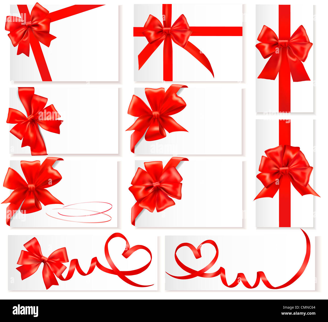 Collection of red bows with ribbons Stock Photo - Alamy