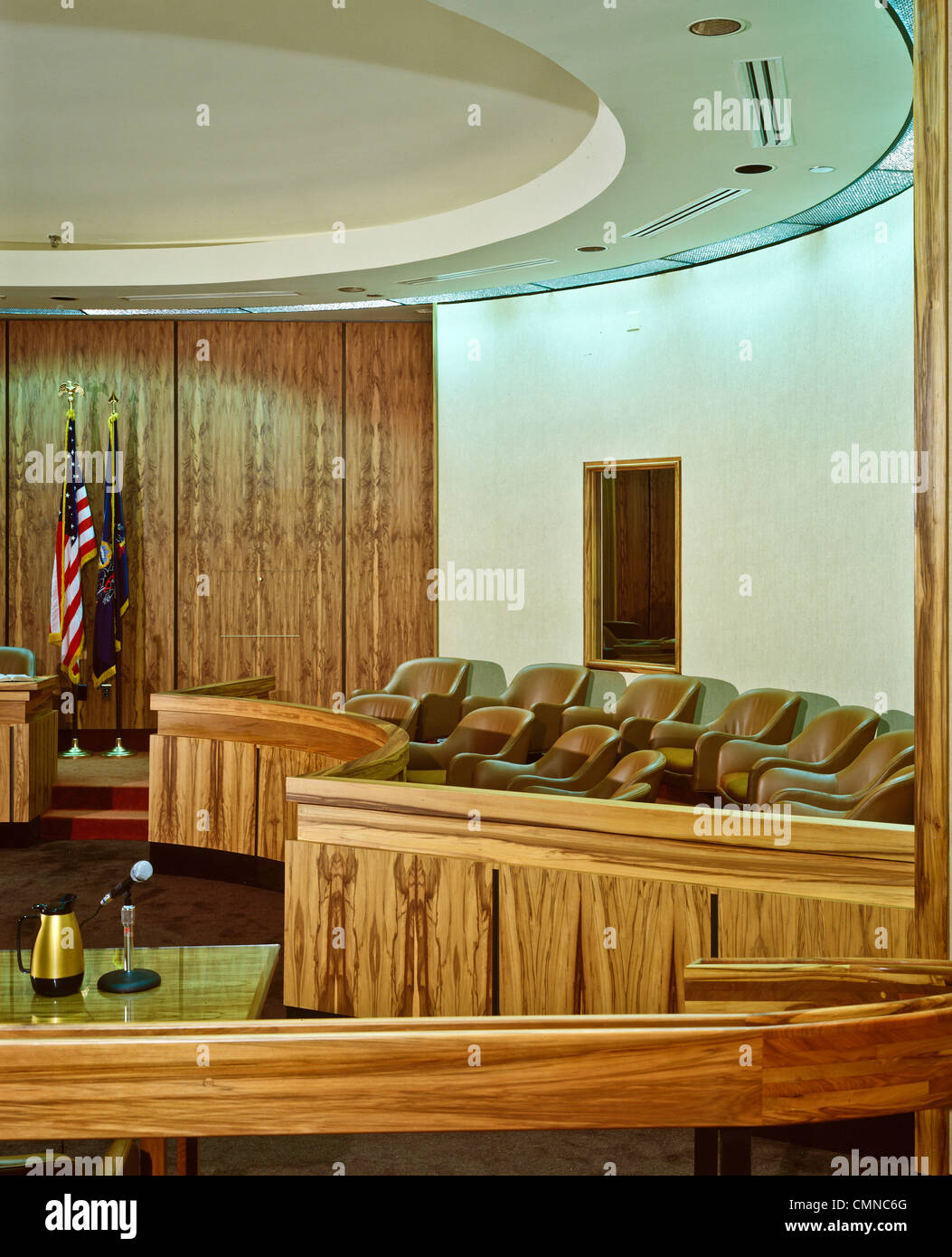 Architectural interior of court room Stock Photo - Alamy