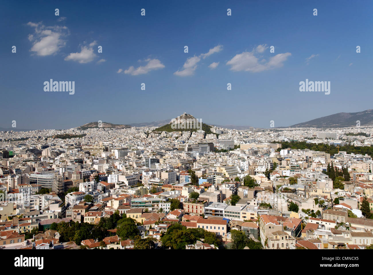 Lykavittos. Athens. Greece. Panoramic view of the north east of Athens ...