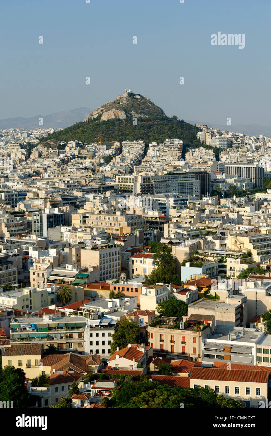 Lykavittos. Athens. Greece. Panoramic view of the north east of Athens ...