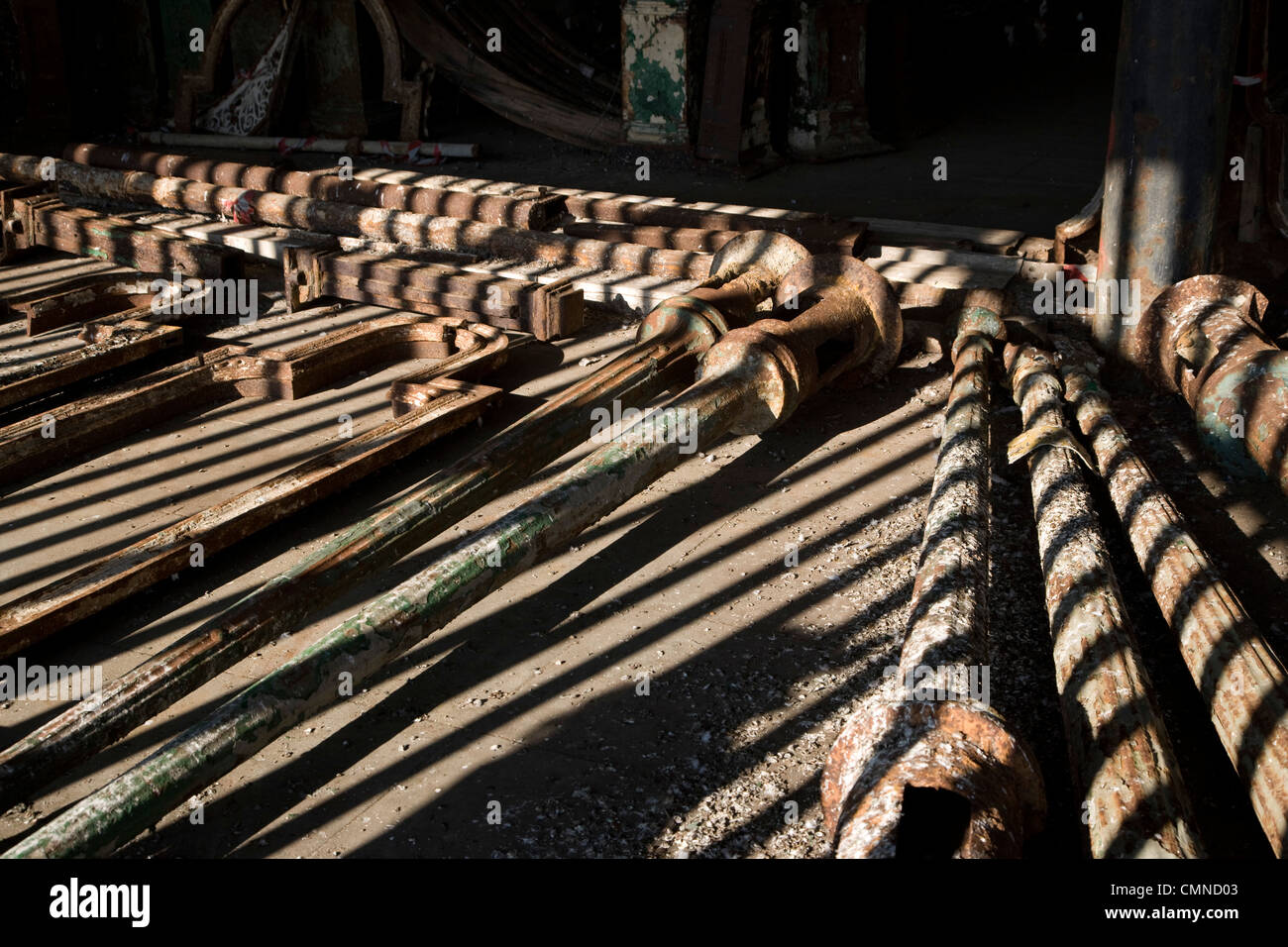 Reclaimed scrap metal in shadow Stock Photo - Alamy