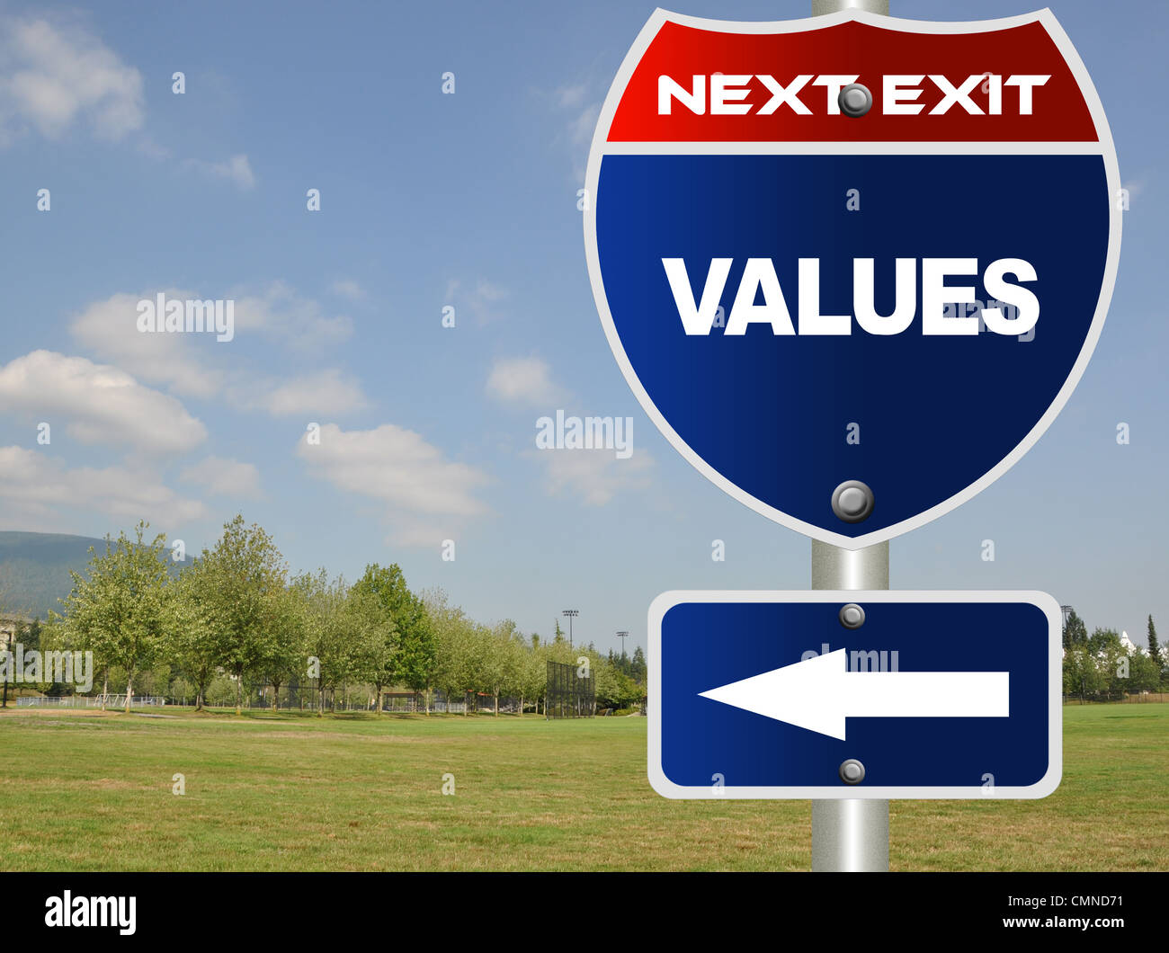 Values road sign Stock Photo - Alamy