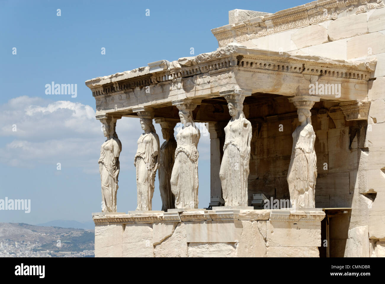 Acropolis. Athens. Greece. View of the famous Caryatid porch on the ...