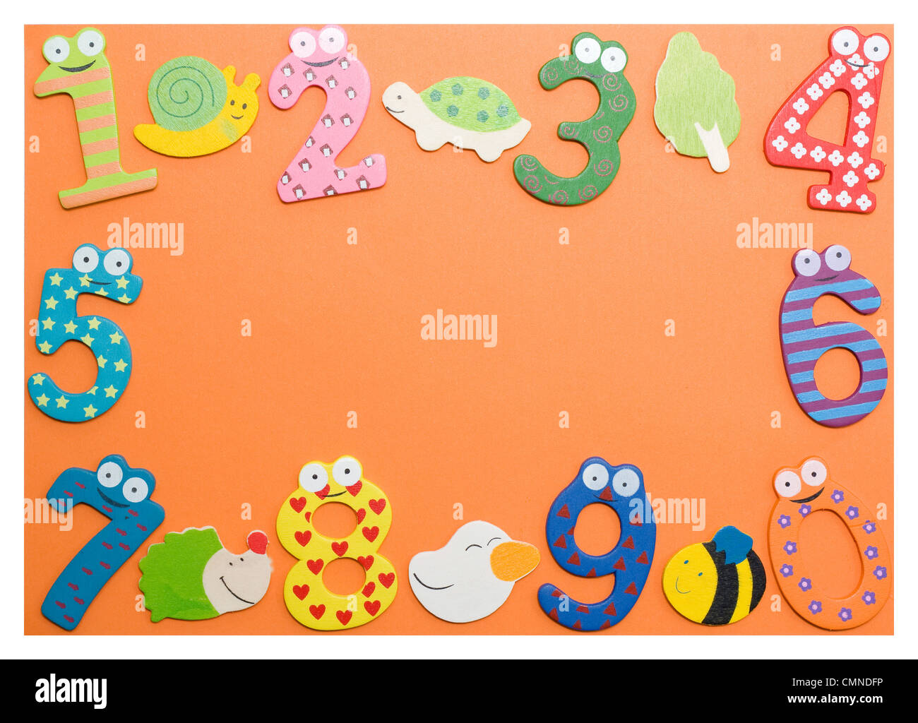 Funny number on orange paper background Stock Photo - Alamy