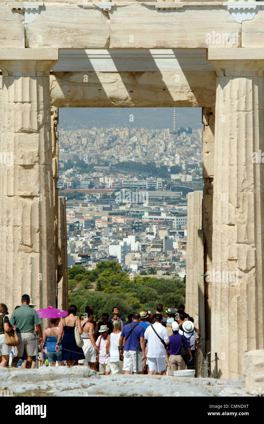 Acropolis. Athens. Greece. View of the people tourists walking through ...